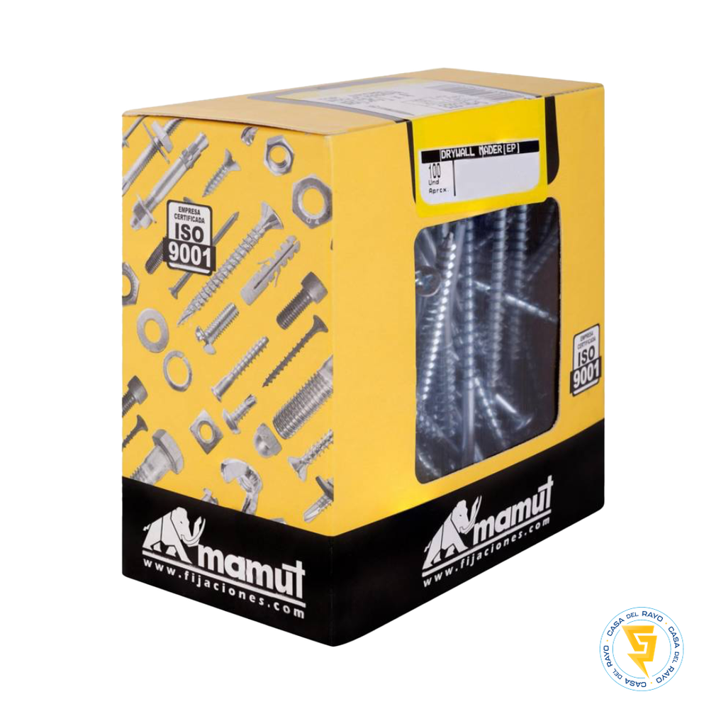 CAJA TORNILLO MAMUT DRYWALL ROSCALATA MADERA 6x1" x 100 | casadelrayo.cl