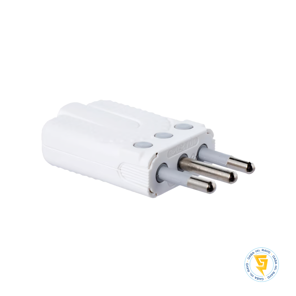 ENCHUFE MACHO VOLANTE CONVERTIBLE 2P+T 10A BLANCO BTICINO | casadelrayo.cl