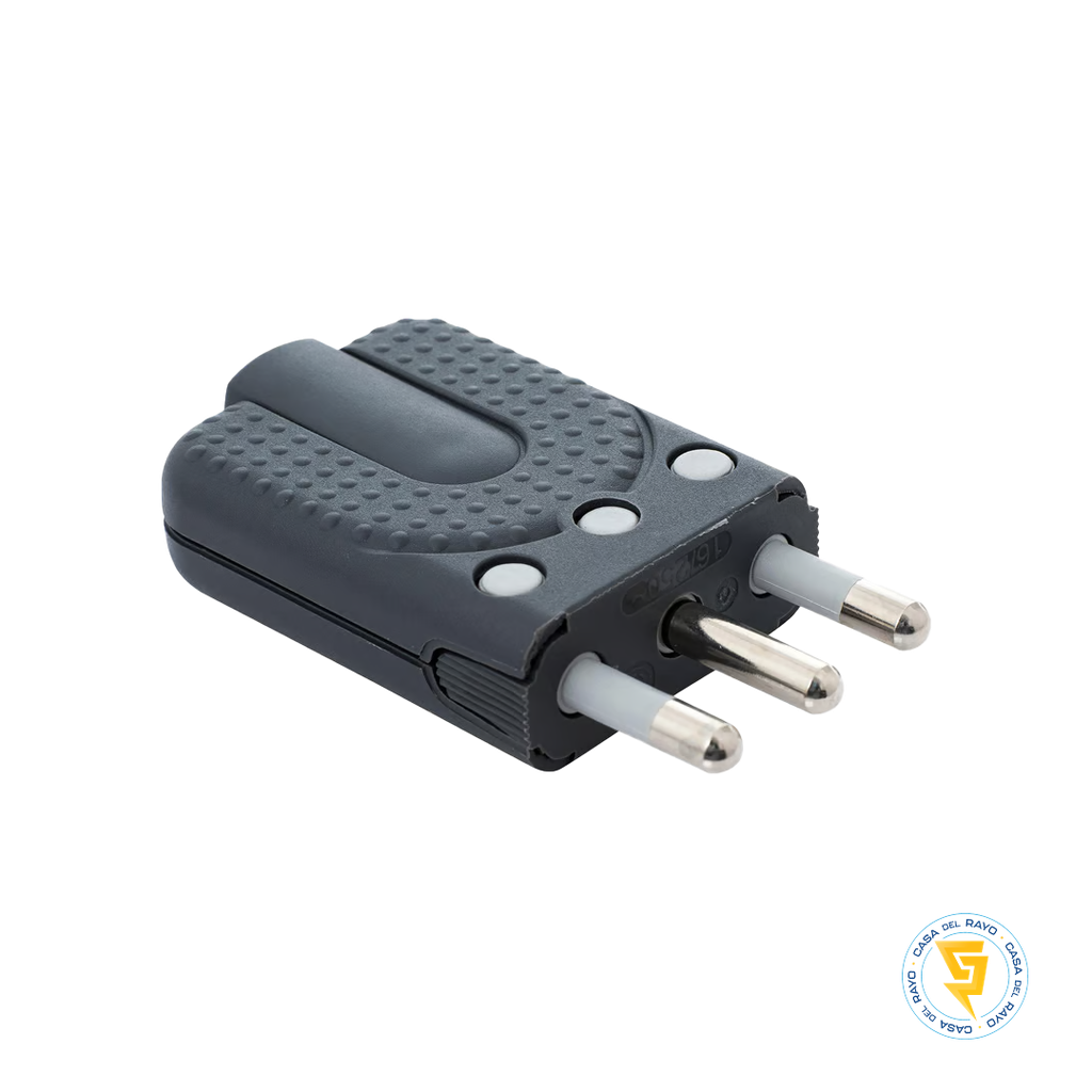ENCHUFE MACHO VOLANTE CONVERTIBLE 2P+T 16A GRIS BTICINO | casadelrayo.cl