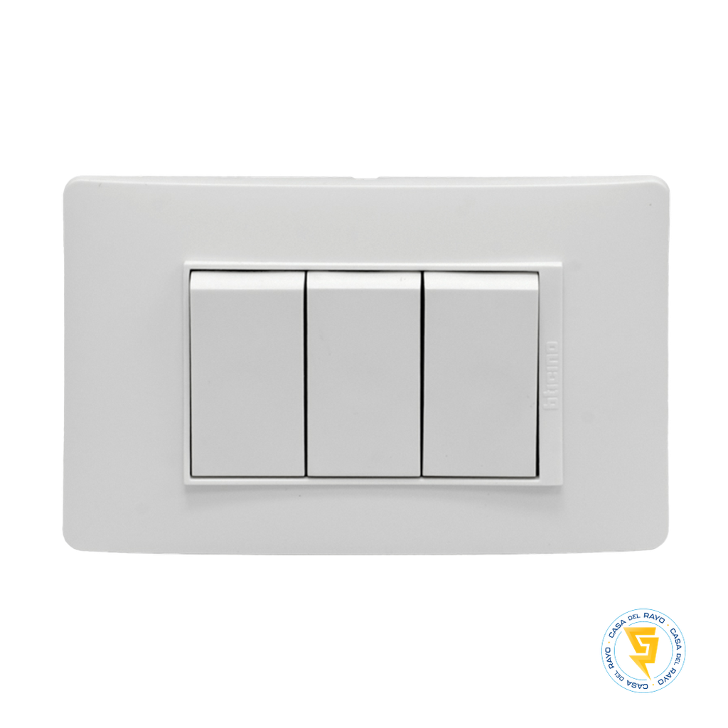 INTERRUPTOR TRIPLE 9/32 LUZICA BLANCO BTICINO | casadelrayo.cl